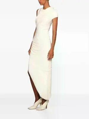 ET OCHS Georgia Ruched Asymmetric Hem Midi Dress