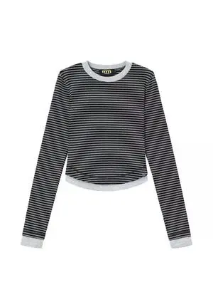 MINI CREAM Striped Layered-effect T-shirt - Black