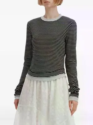 MINI CREAM Striped Layered-effect T-shirt