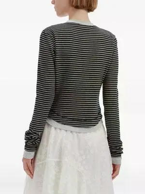 MINI CREAM Striped Layered-effect T-shirt