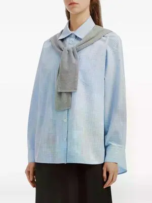 B+AB Check Pattern Button-up Shirt With Layered Sweater Detail