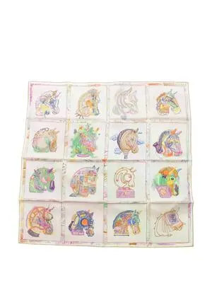 Hermès 2000-2026 Chevaloscope Silk Scarf 90 Scarves - White