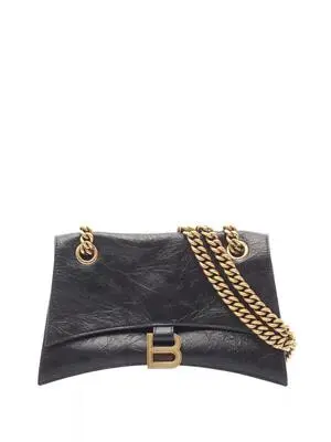 Balenciaga Small Calfskin Crush Chain Shoulder Bag - Black