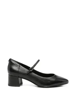 TAMARIS Buckle-fastening Leather Heeled Pumps - Black
