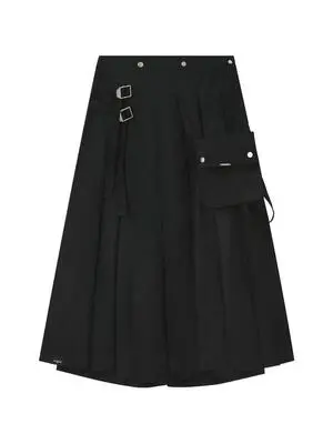 MUSIUM DIV. Pleated Palazzo Pants With Buckle Detail - Black