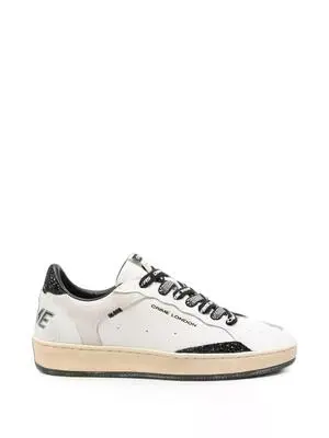 CRIME LONDON Chelsea Glitter-detail Leather Sneakers - White