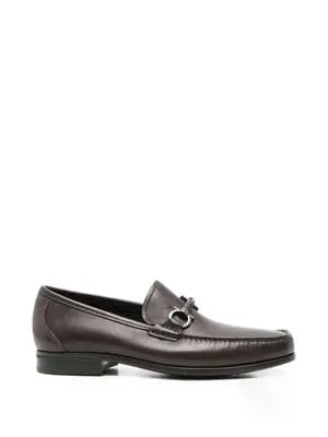 FERRAGAMO Gancini-plaque Leather Loafers