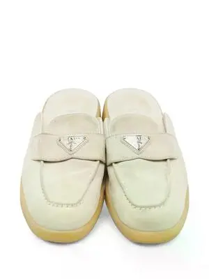 Prada Triangle Logo Flat Mules