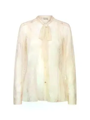 FORTE_FORTE Lace Pussy-bow Shirt