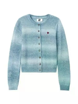 Izzue Gradient-effect Heart-patch Cardigan - Blue