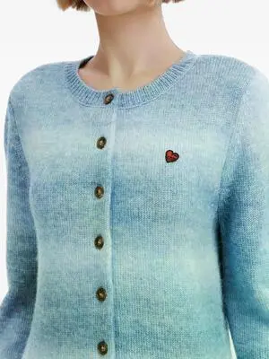 Izzue Gradient-effect Heart-patch Cardigan