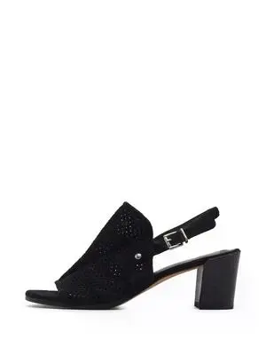 STUART WEITZMAN Perforated Suede Ankle-strap Block Heel Sandals