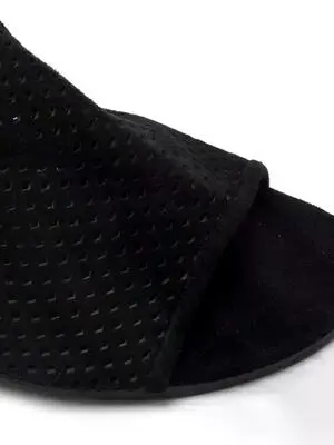 STUART WEITZMAN Perforated Suede Ankle-strap Block Heel Sandals