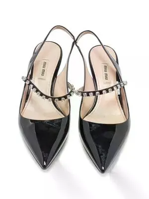 Miu Miu Crystal-embellished Pointed Toe Slingback Pumps