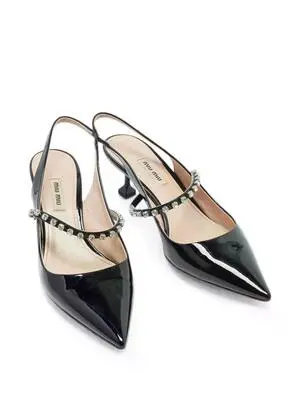 Miu Miu Crystal-embellished Pointed Toe Slingback Pumps