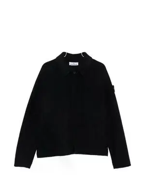 Stone Island Logo Patch Felted Wool Button-up Jacket