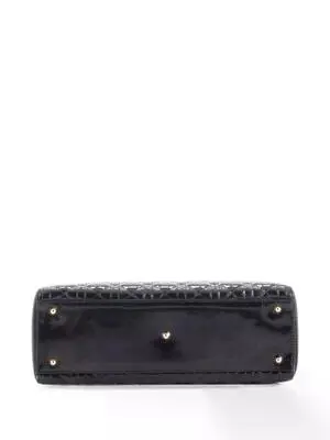 Dior Lady Cannage Quilt Patent Large Satchel - Black