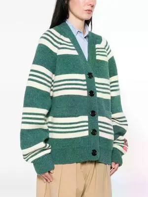 B.B. WALACE Horizontal-stripe Button-up Cardigan