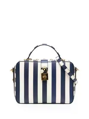 Dolce & Gabbana Leather Striped Box Top Handle Bag Satchel