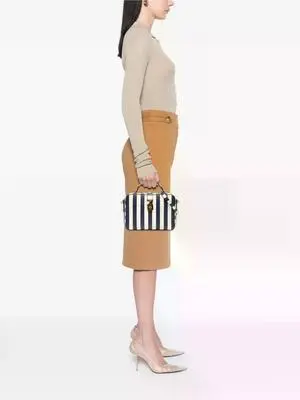 Dolce & Gabbana Leather Striped Box Top Handle Bag Satchel