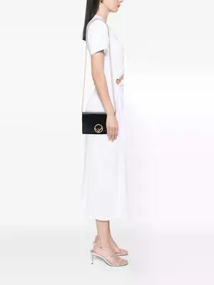 Fendi 2010-2026 Leather F Is Envelope Wallet On Chain Crossbody Bag - Black