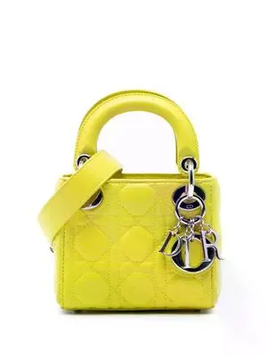 Dior 2015 Micro Lambskin Cannage Lady Satchel - Yellow
