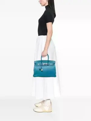 Hermès Birkin 35 Clemence Leather Handbag - Blue