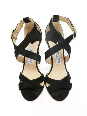 JIMMY CHOO Suede Crossover Ankle Strap Stiletto Sandals