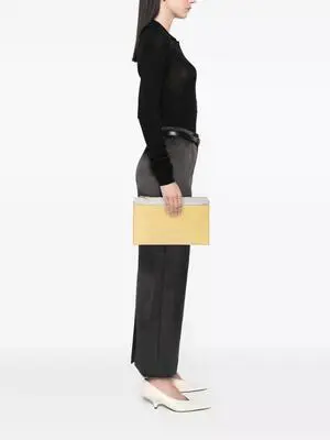 Prada 2010-2026 Bicolor Saffiano Lux Clutch Bag - Yellow