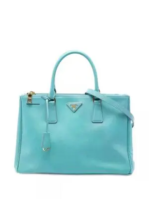 Prada 2010-2026 Medium Saffiano Lux Galleria Double Zip Satchel - Blue