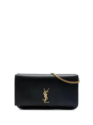 Saint Laurent Leather Monogram Wallet On Chain Crossbody Bag - Black