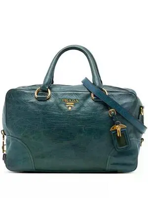Prada 2000-2013 Vitello Shine Satchel - Blue