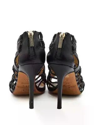 JIMMY CHOO Leather Ruched Cut-out Stiletto Sandals