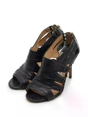 JIMMY CHOO Leather Ruched Cut-out Stiletto Sandals
