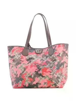Gucci Gg Open Gg Camouflage Coated Canvas Large Tote Bag - Brown