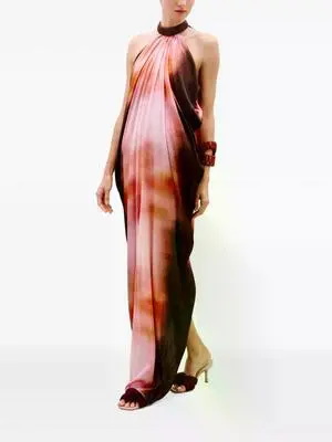 Silvia Tcherassi Abstract Print Halterneck Maxi Dress