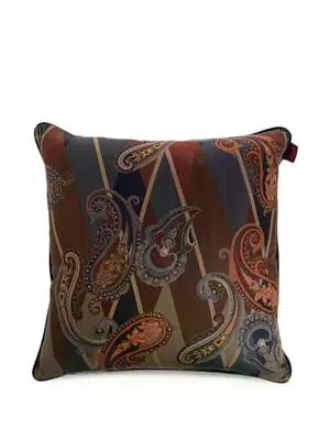 Etro Paisley Geometric-pattern Cushion - Brown