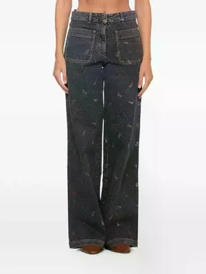 Etro Floral-embroidered Polka-dot Jeans