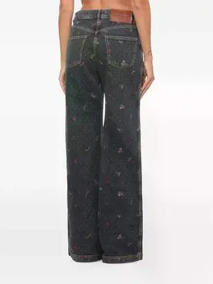 Etro Floral-embroidered Polka-dot Jeans