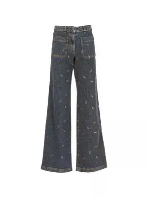 Etro Floral-embroidered Polka-dot Jeans
