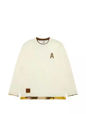 AAPE BY *A BATHING APE Embroidered Layered-hem T-shirt - Black