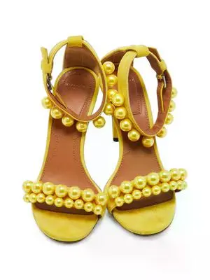 Alaïa Suede Embellished Ankle Strap Stiletto Sandals