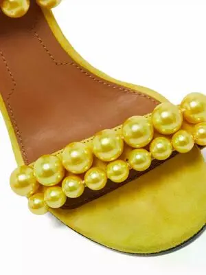 Alaïa Suede Embellished Ankle Strap Stiletto Sandals
