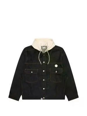 AAPE BY *A BATHING APE Hooded Embroidered-logo Denim Jacket