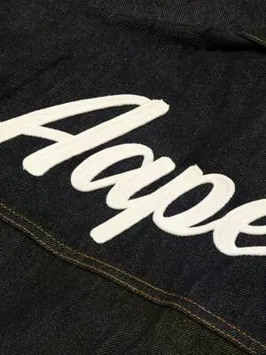 AAPE BY *A BATHING APE Hooded Embroidered-logo Denim Jacket