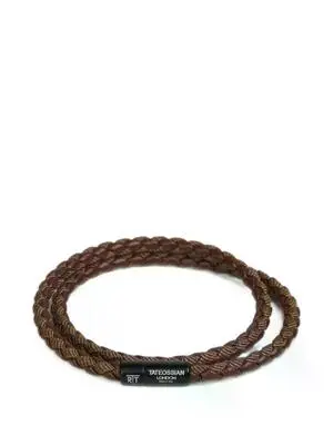 Tateossian Braided Leather Wrap Bracelet - Brown