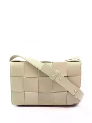 Bottega Veneta Grained Calfskin Intrecciato Cassette Crossbody Bag - Brown