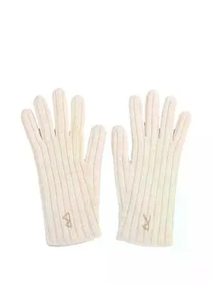 Ruslan Baginskiy Ribbed Knit Monogram Gloves - Neutrals
