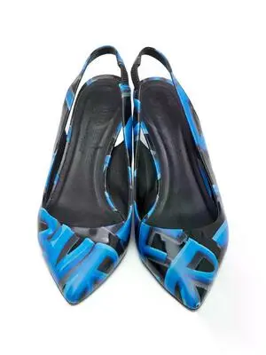 Burberry Morson Graffiti Print Slingback Pumps