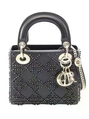 Dior 2010-2026 Mini Lambskin Cannage Beaded Lady Satchel - Black